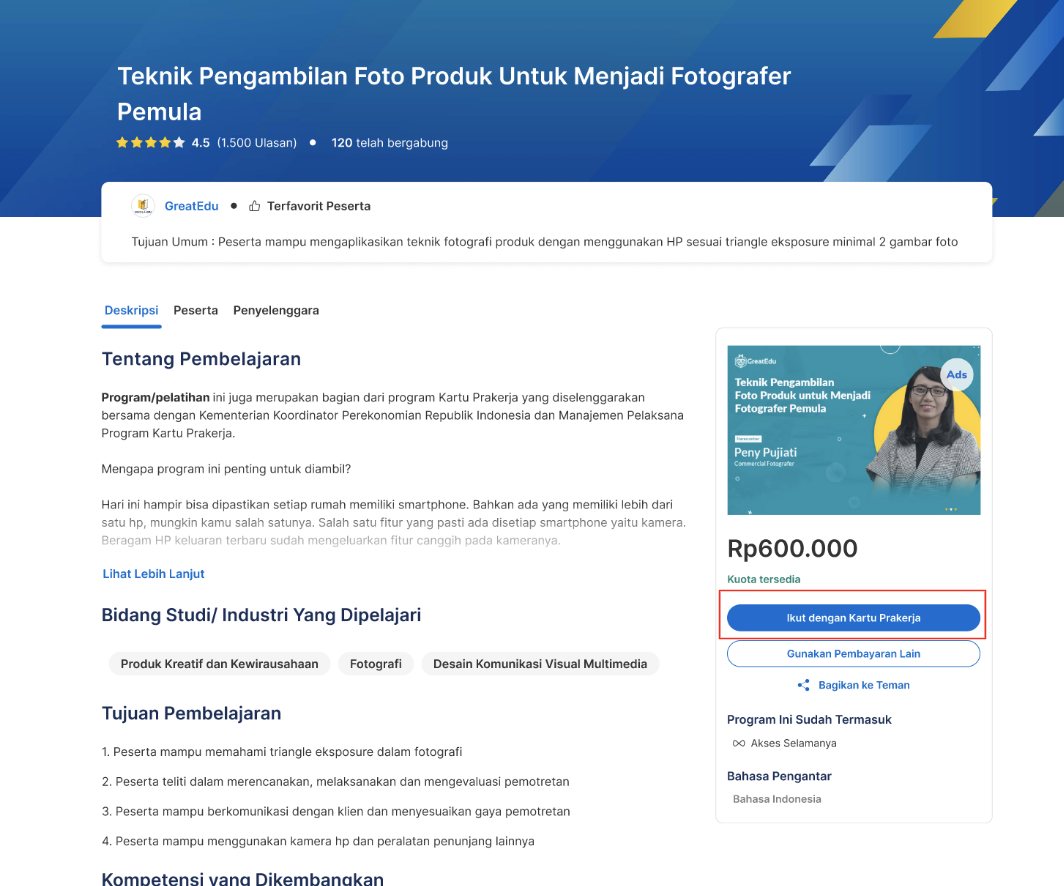 Cara Redeem Pelatihan - Panduan Karier.mu
